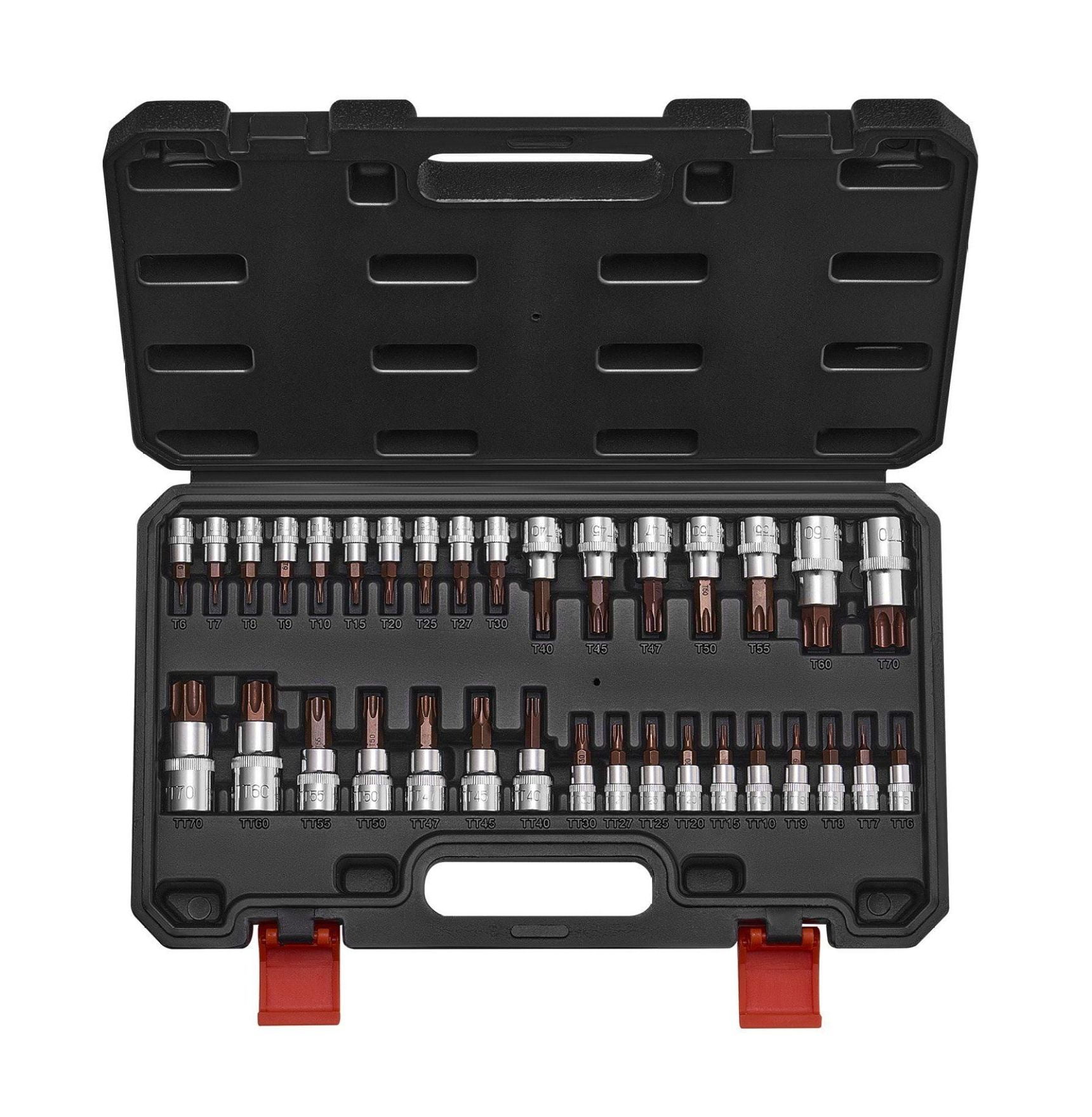 Torx Bit Socket Set 34-Piece T6-T70, S2 Alloy Steel Star Tamper Proof ...
