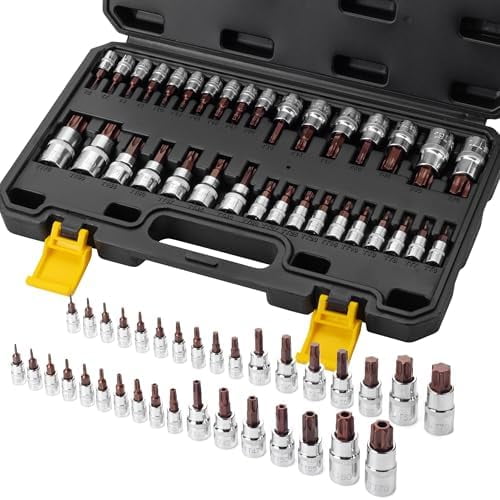 Torx Bit Socket Set, 34 pcs Set with Case, T6-T70, 1/4", 1/2" & 3/8 ...