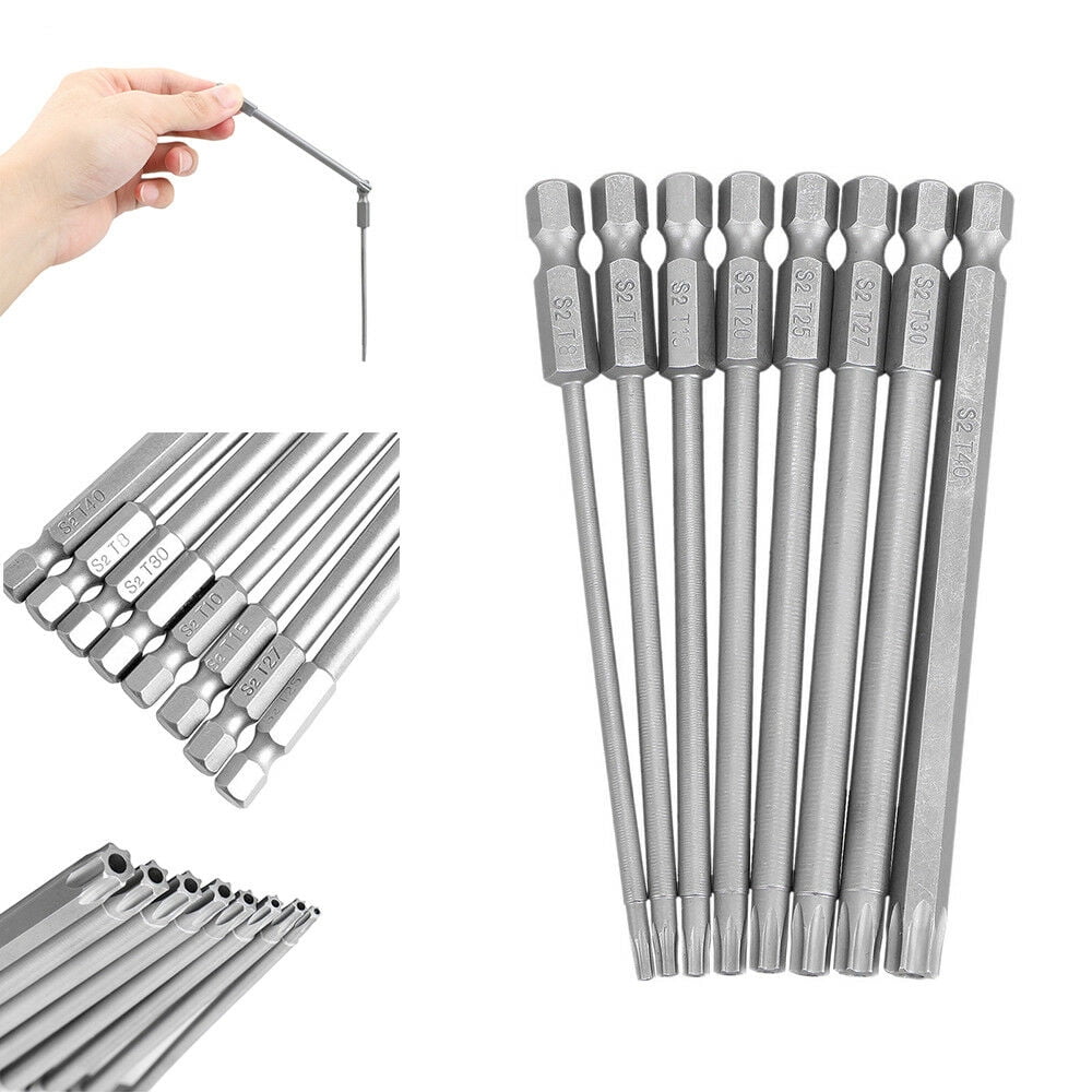 Torx Screwdriver Bit Set Hex Security Magnetic Head 100MM Extra Long IN USA 8pcs - Walmart.com