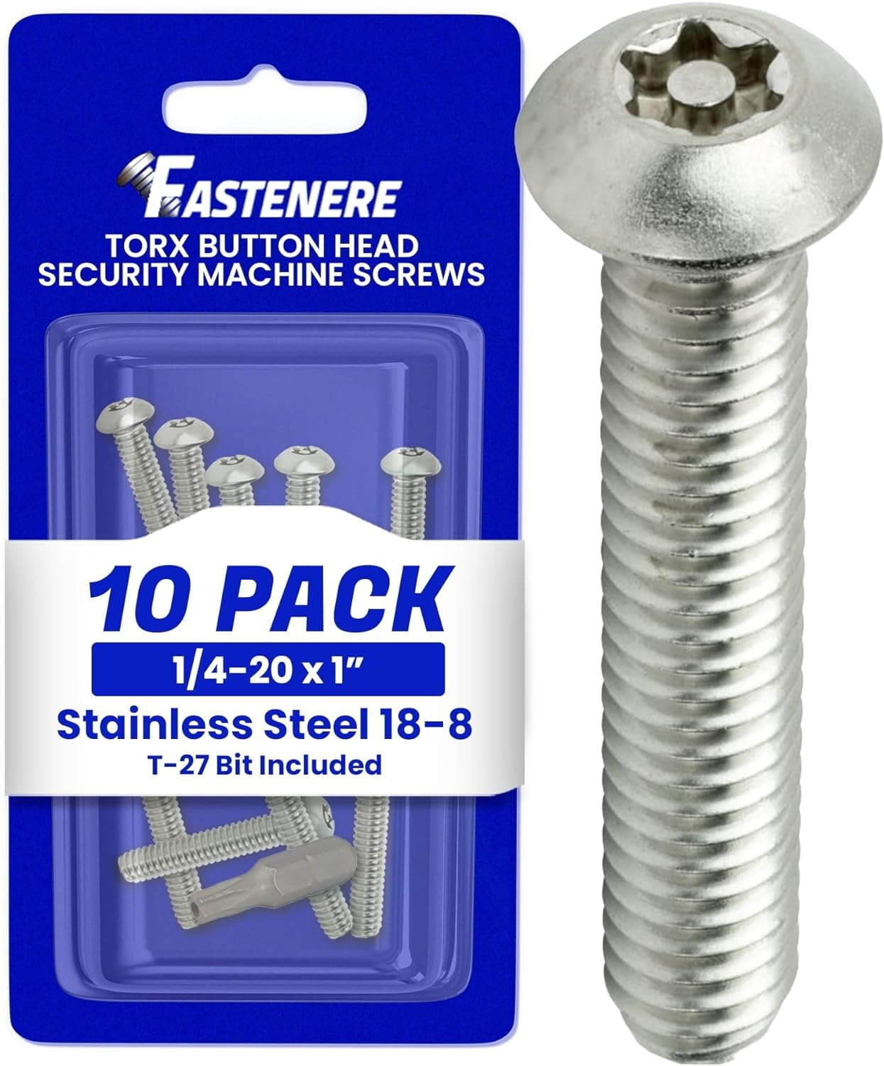 Torx Security Machine Screws - 1/4-20 x 1" (10-Pack) Stainless Steel ...