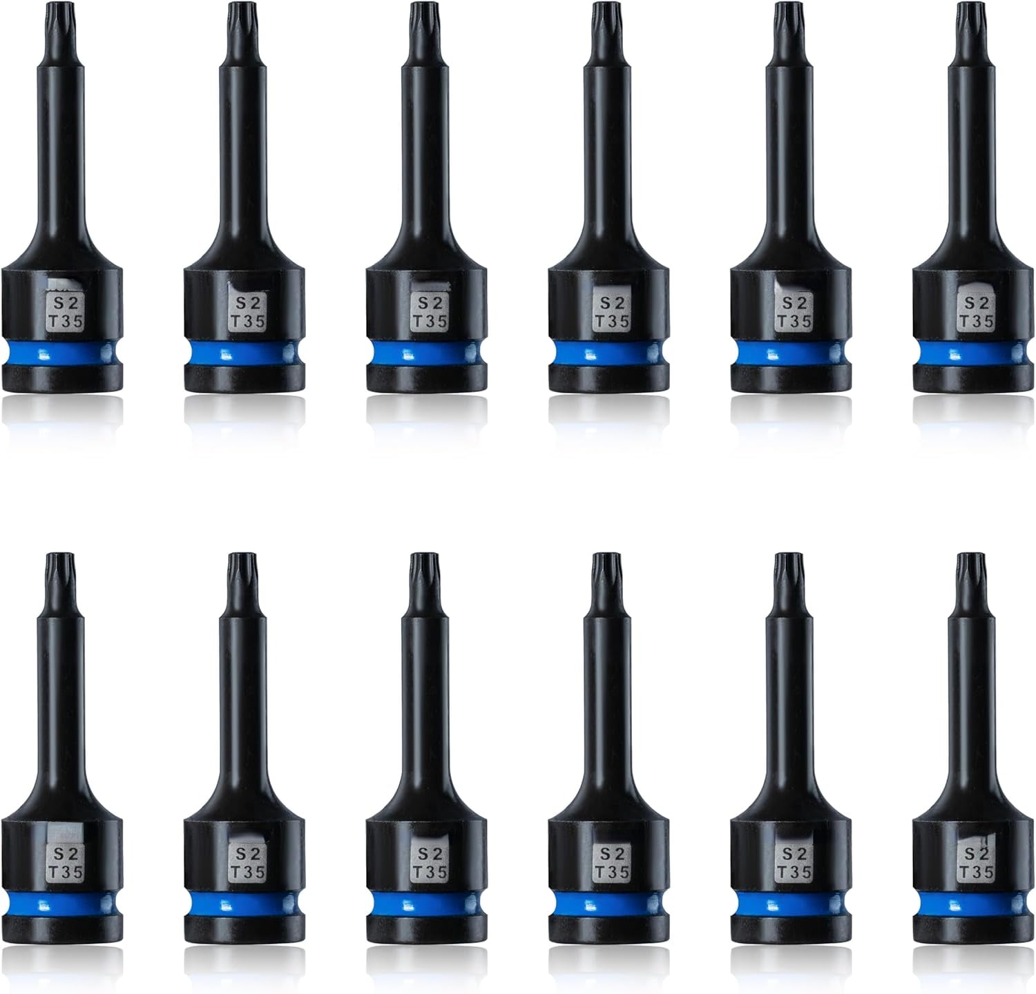 Torx T35 Impact Bit Socket Set 12pcs,1/2" S2 Steel Air Drive Star Sockets, Long High Impact Bits ...