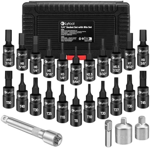 Torx and HEX Bit Socket Set, 25 PCS 1/4" Allen Key Socket, 1/2" & 3/8 ...