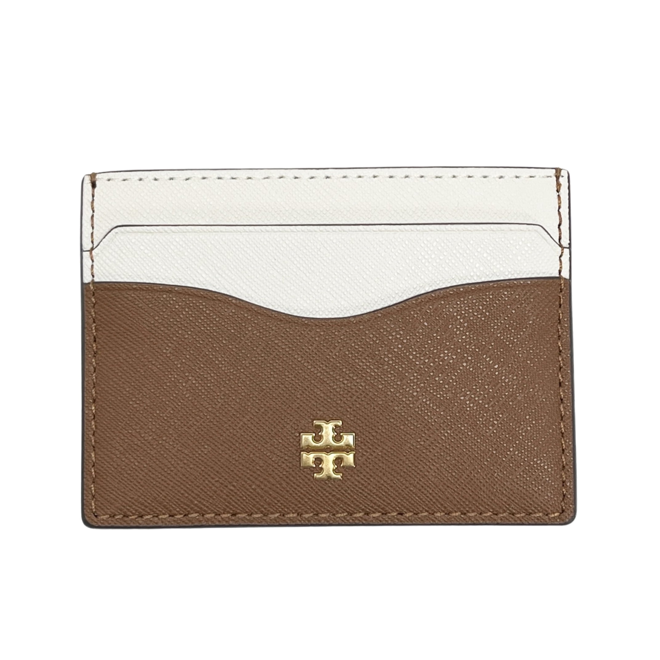 Tory Burch Emerson Color-Block Slim Leather Card Case (New Ivory ...