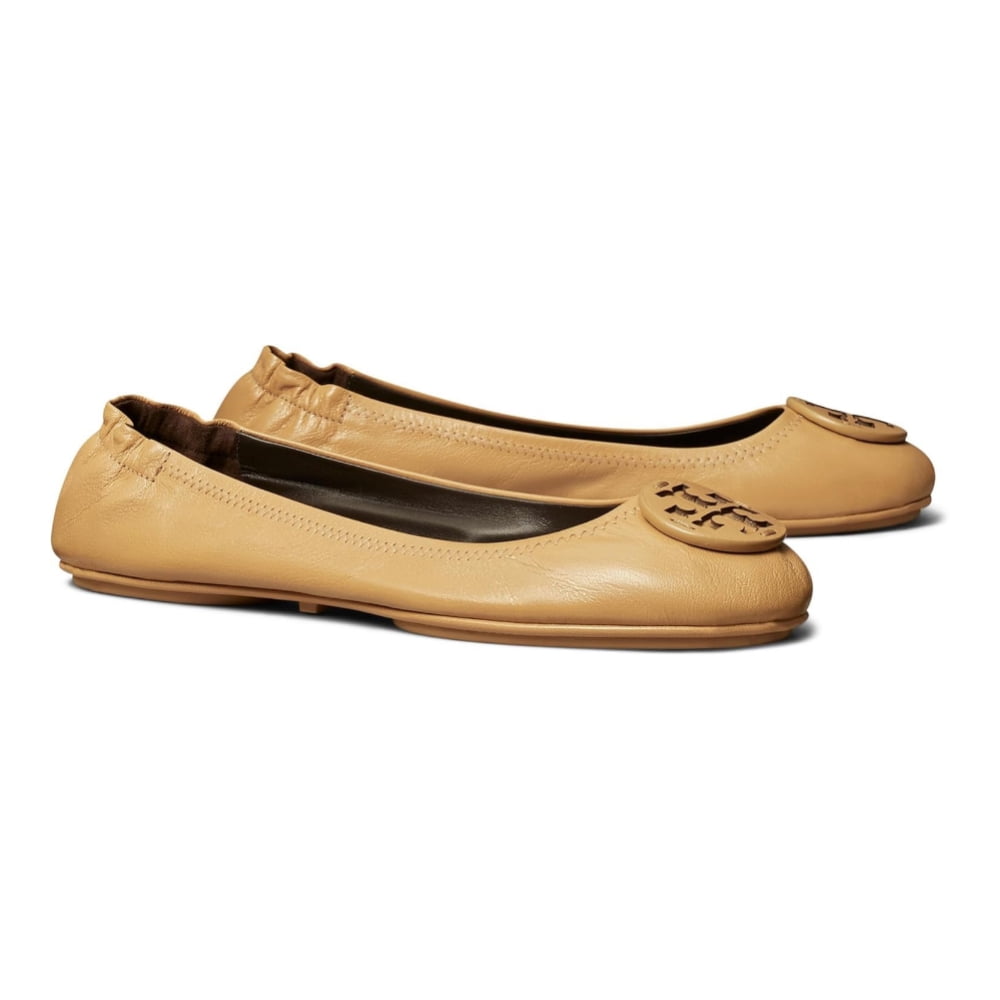 Tory Burch Women's Minnie Travel Ballet with Leather Logo Flat, Ginger Shortbread - Walmart.com