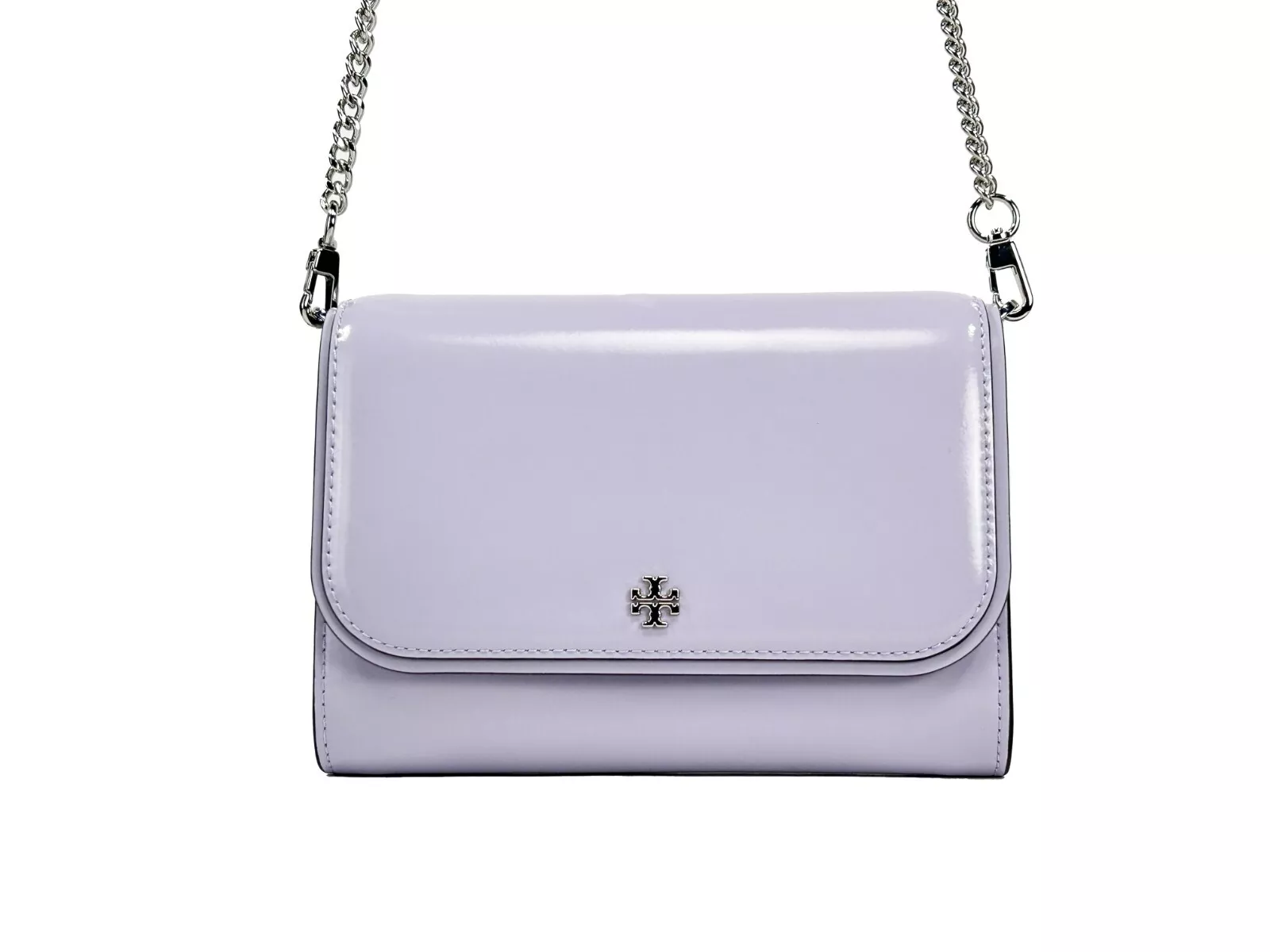 Tory Burch Patent Emerson Patent Chain Wallet Crossbody Bag Violet SKy ...