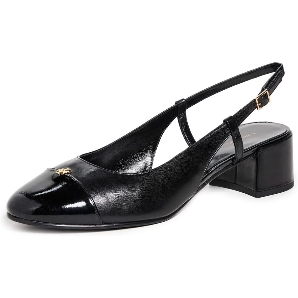 Tory Burch Women's 45mm Cap Toe Slingbacks, Perfect Black/Perfect Black ...
