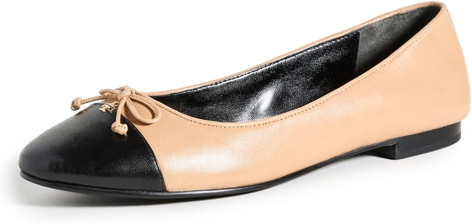 Tory Burch Women's Bow Ballet Flats, Ginger Shortbread/Black Shoes - Walmart.com