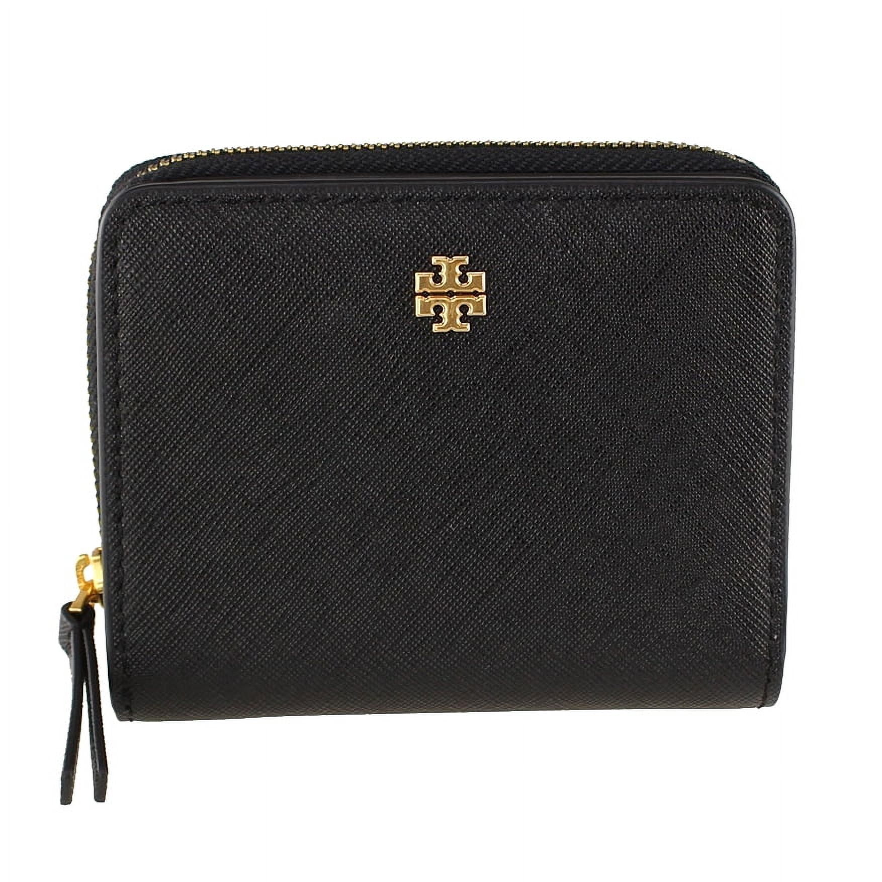 Tory Burch Women's Emerson Saffiano Leather Mini Wallet (Black ...