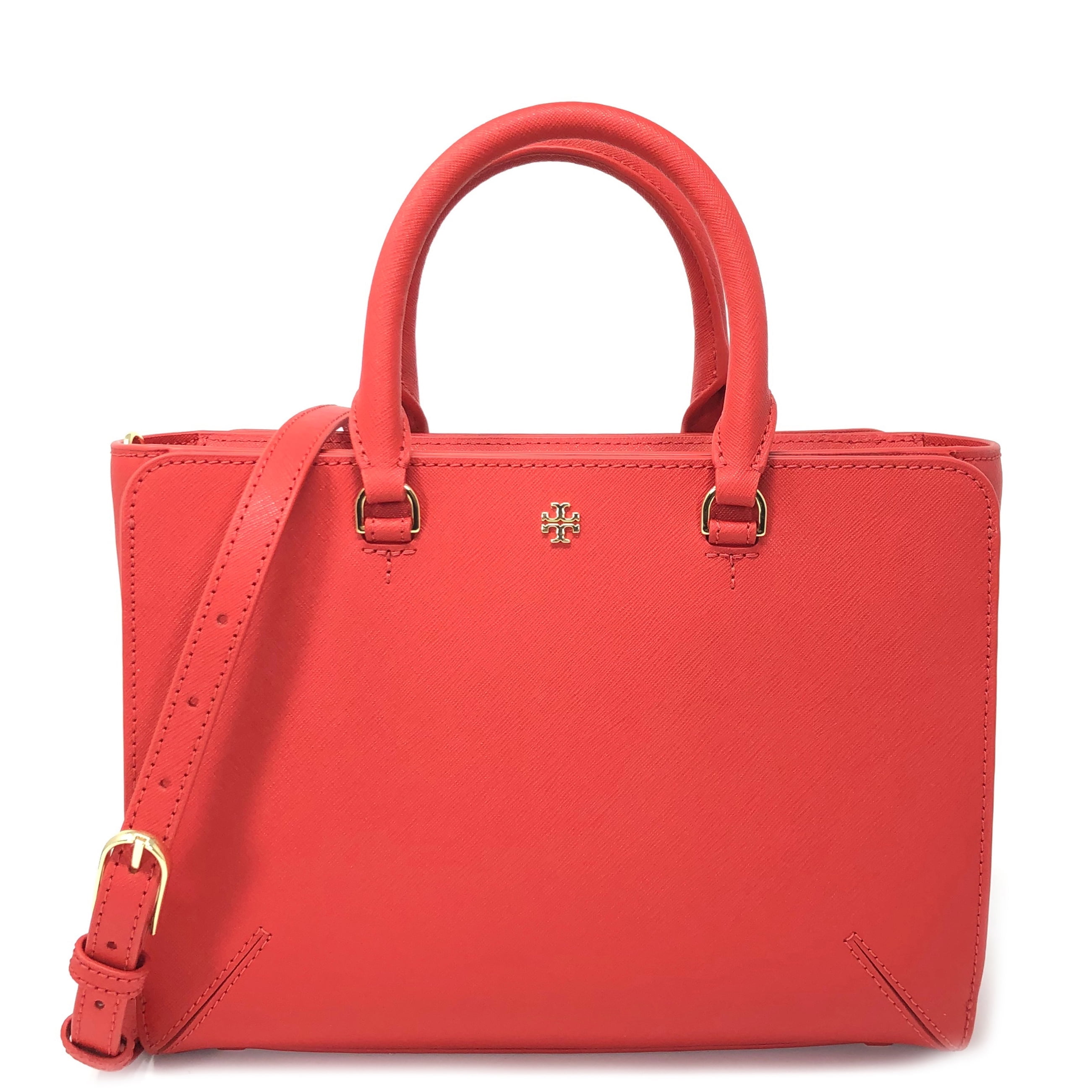 Tory Burch Women's Emerson Small Top Zip Satchel (Poppy Orange ...