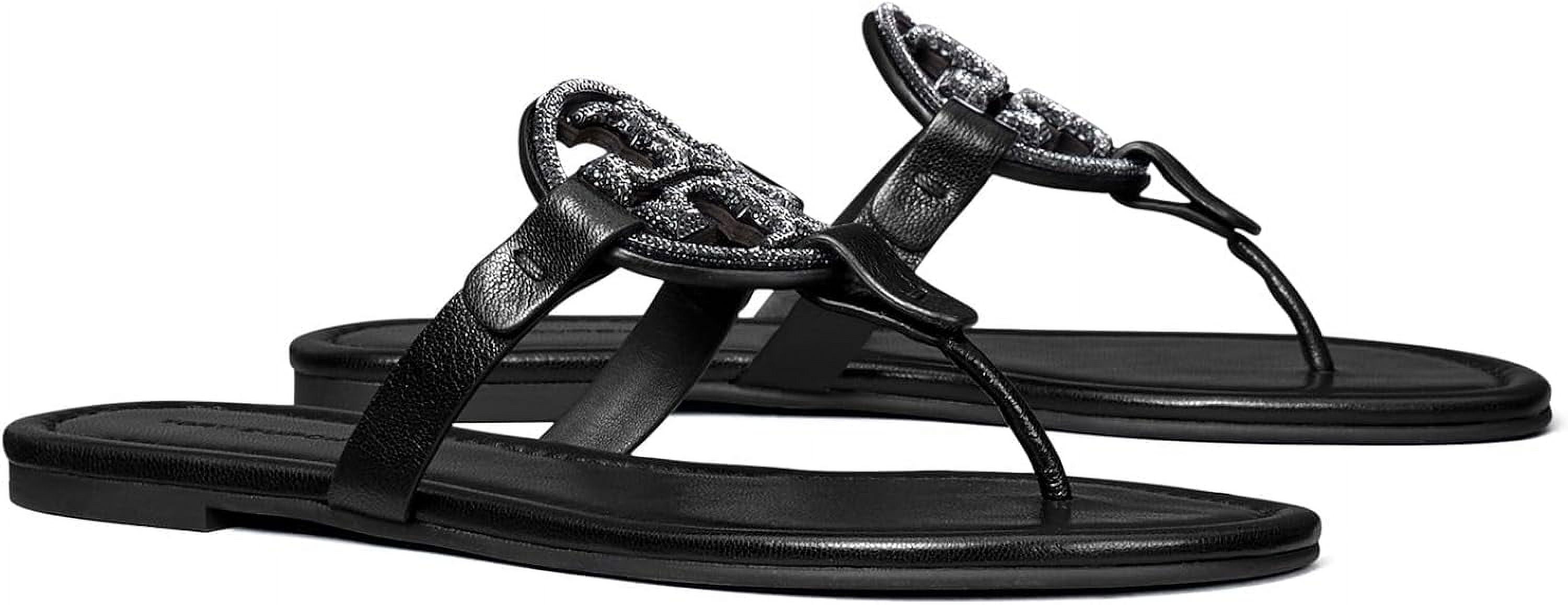 Tory Burch Women's Miller Pave Flat Sandal, Perfect Black/Jet Shoes ...