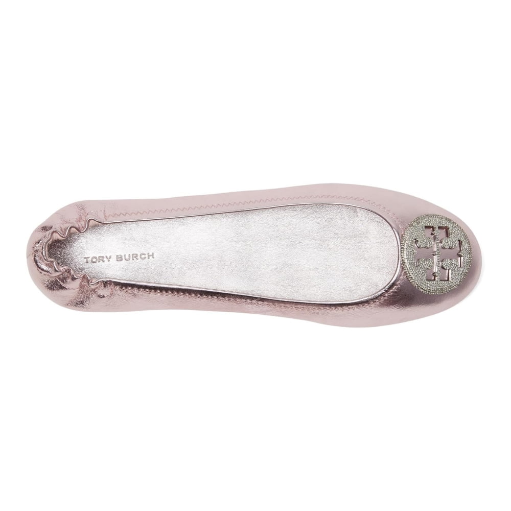 Tory Burch Women's Minnie Travel Ballet with Pave Logo Flat, Sparkle ...
