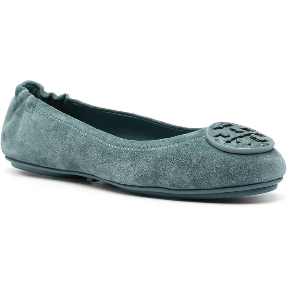 Tory Burch Women's Minnie Travel Ballet with Suede Logo Flat, Steel ...