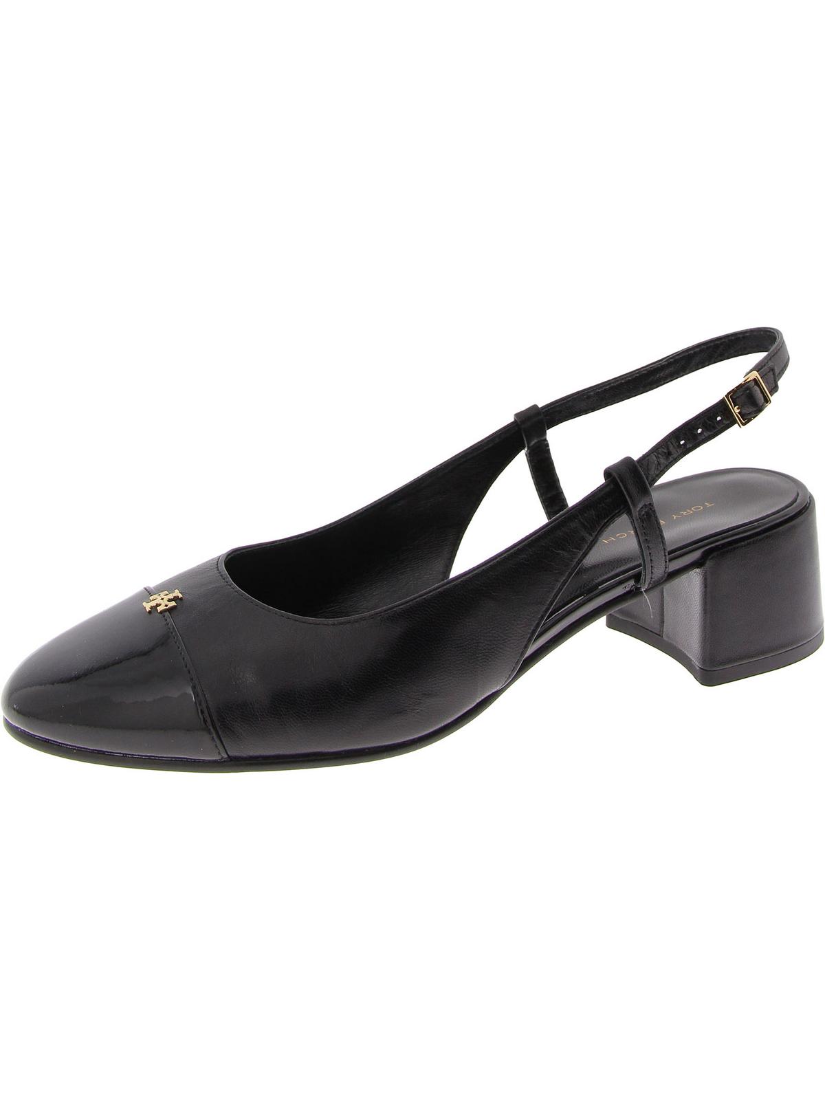 Tory Burch Womens Cap-Toe Slingback 45 MM Leather Heeled Slingbacks ...