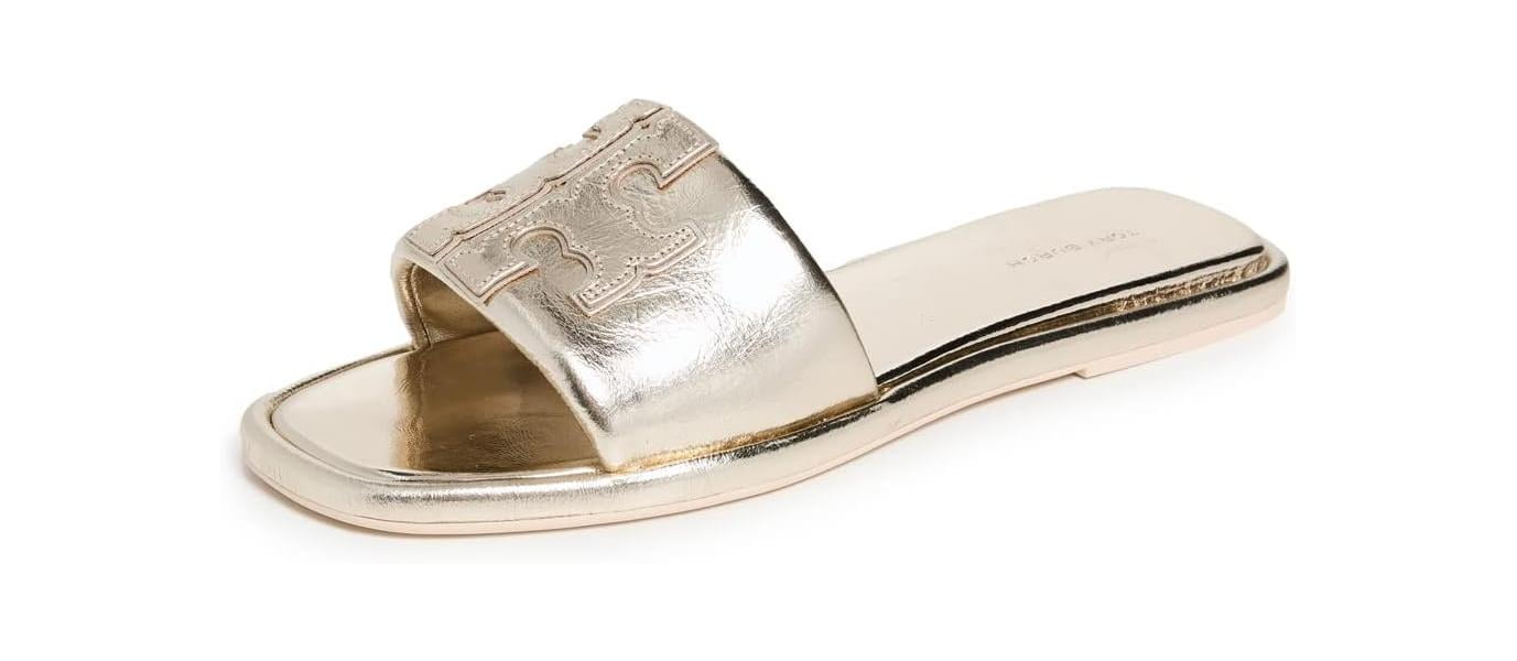 Tory Burch Womens Double T Sport Slide Sandal - Spark Gold - 7.5 ...