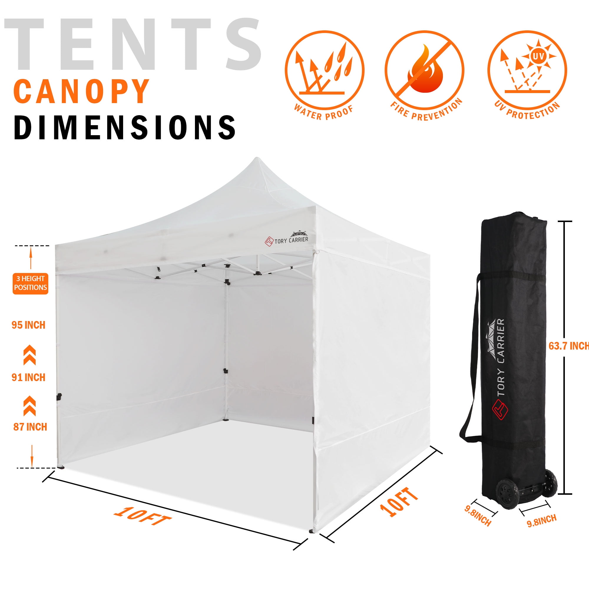 Tory Carrier Outdoor Pop up Canopy Tent 10x10FT, Waterproof Canopy Tent ...