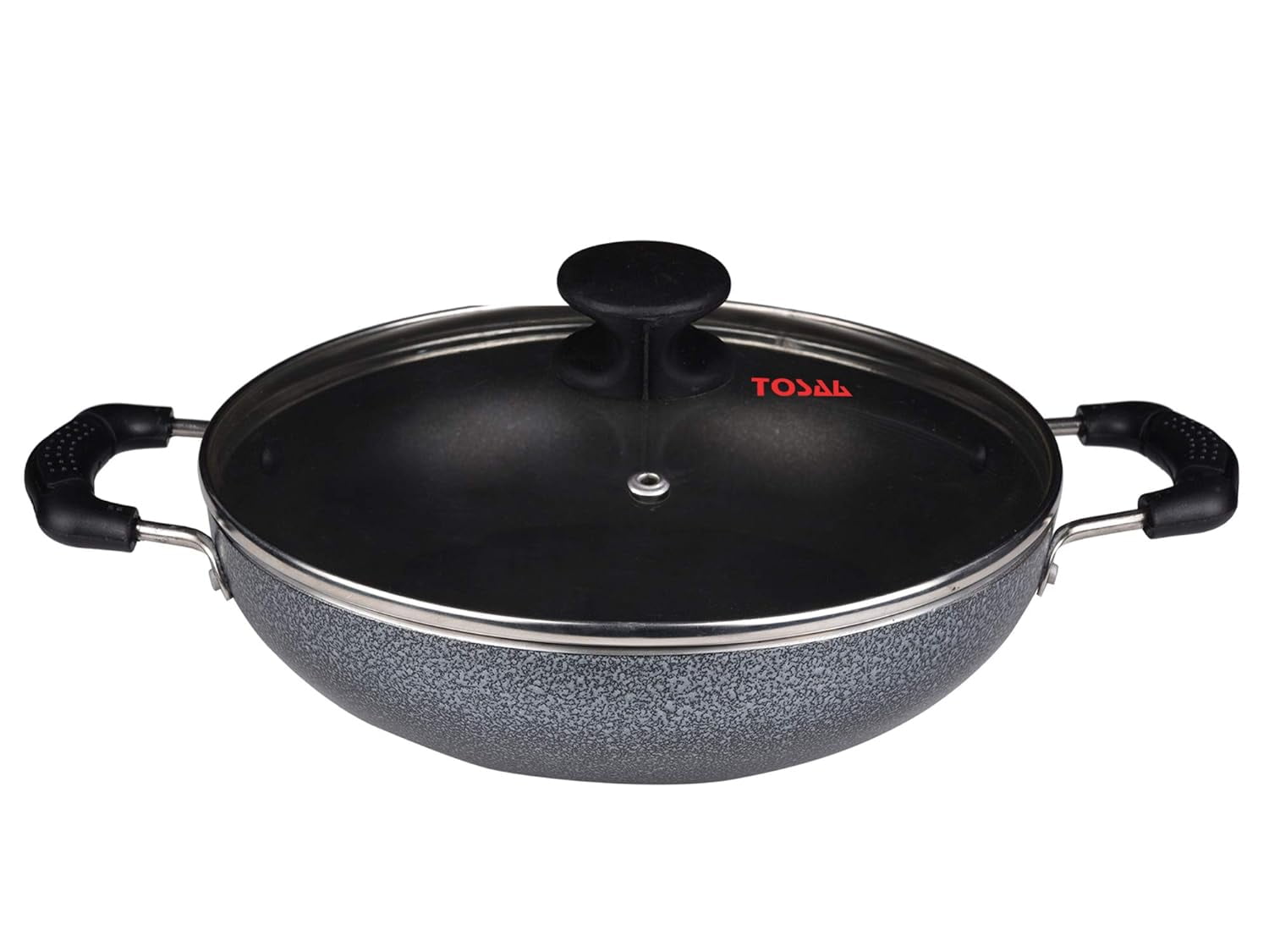 Tosaa NonStick 2 L Kadhai with Glass Lid 24 cm Induction and Gas ...