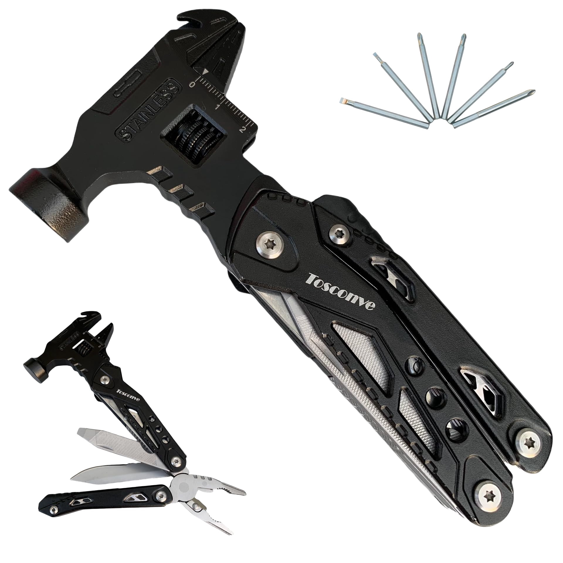 Tosconve Wrench Multitool Hammer, Gifts for Men, Premium Multi Tool ...