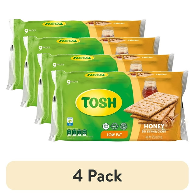 (4 pack) Tosh Cracker Honey Low Sodium 9.52 oz - Walmart.com