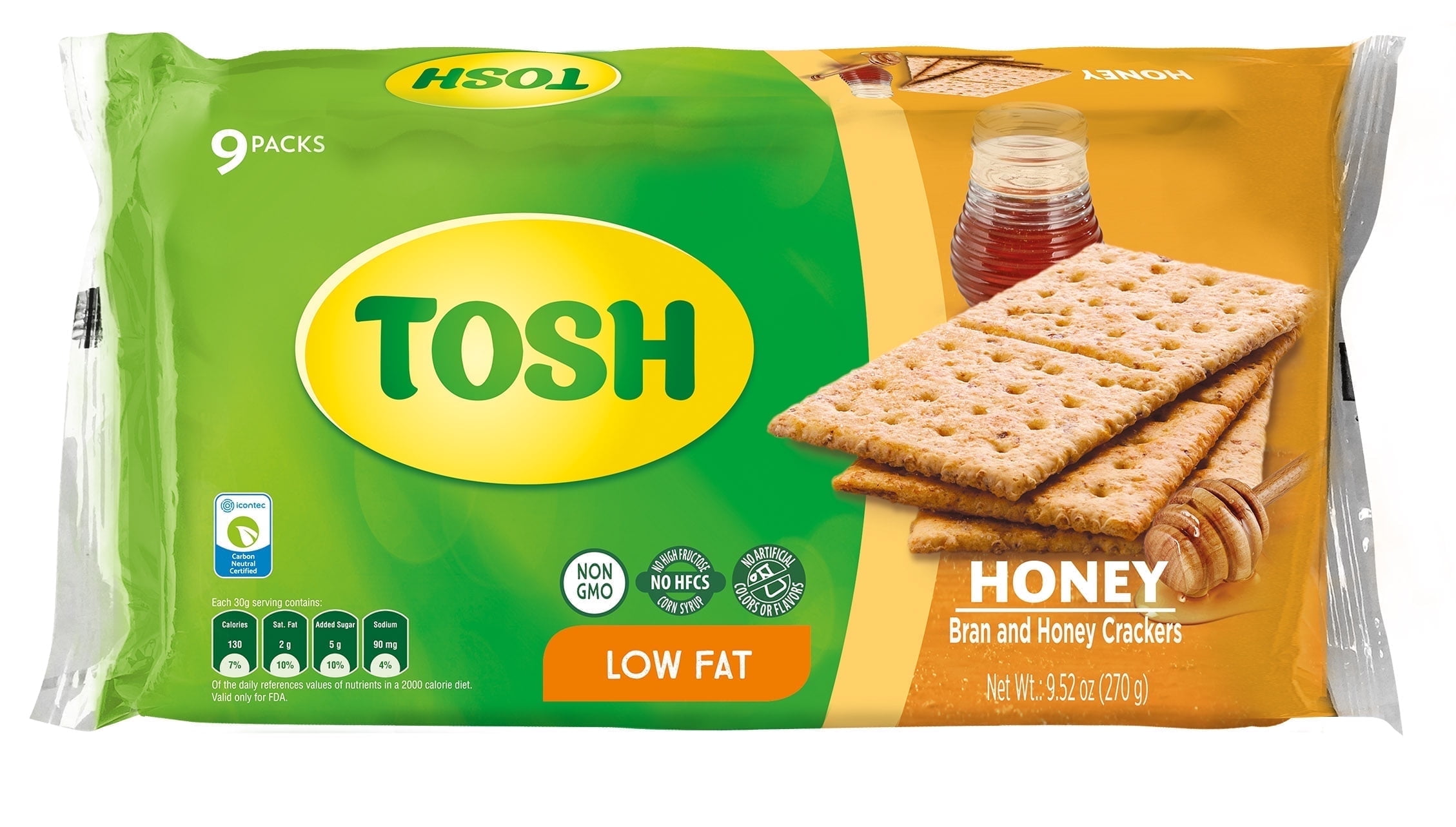 Tosh Cracker Honey Low Sodium 9.52 oz - Walmart.com