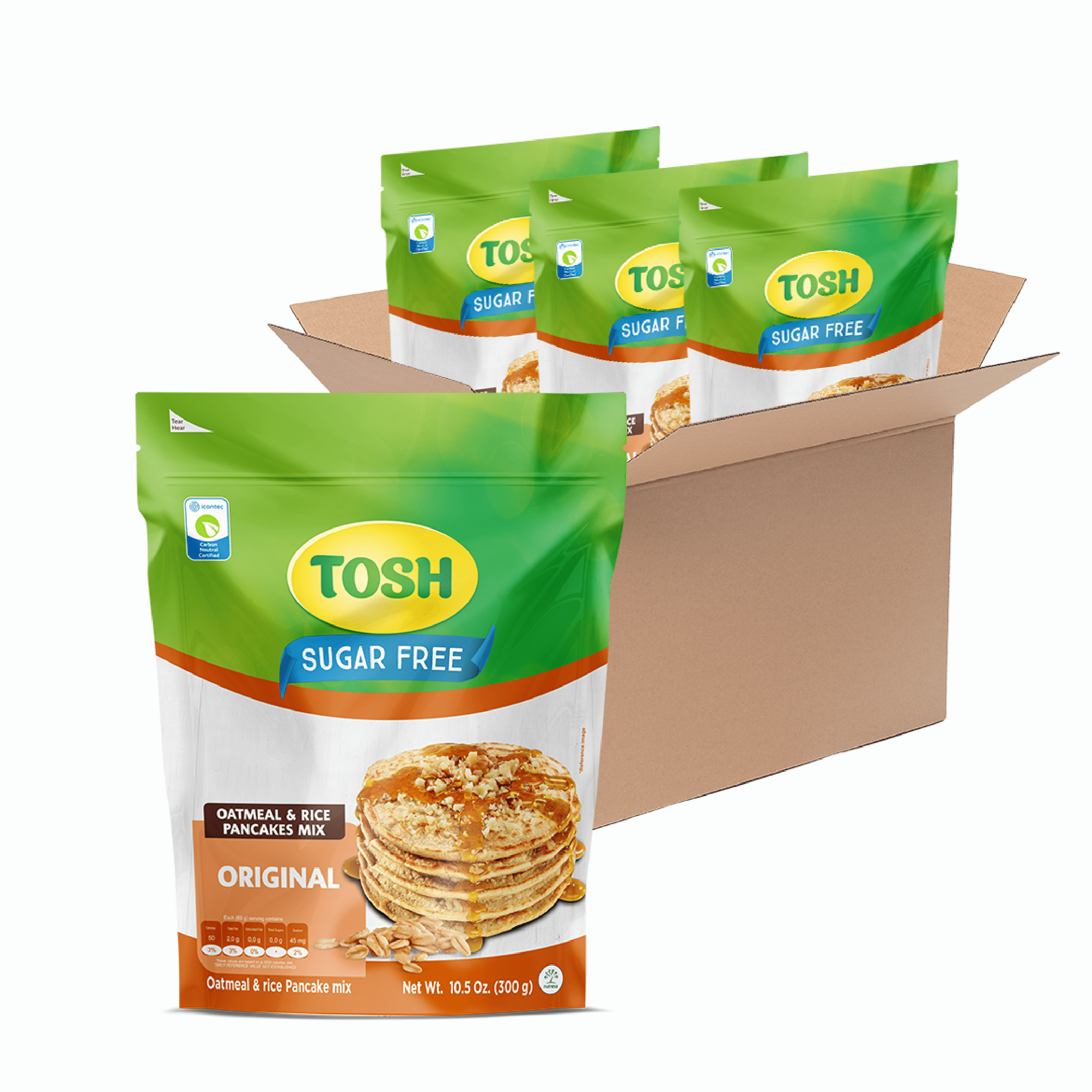 Tosh Oatmeal and Rice Pancake Mix, 10.5 oz, Pack of 3, High Fiber and ...