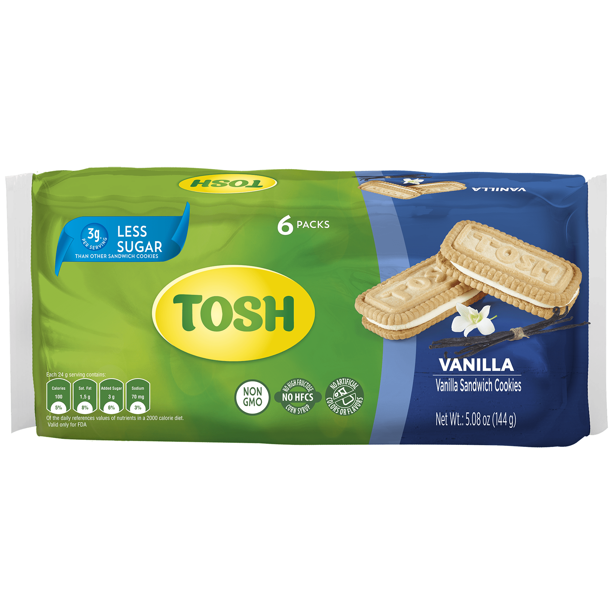 Tosh Vanilla Cream Filled Cookies, Guilt-Free Pleasure, Carbon Neutral ...