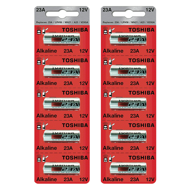 Toshiba A23 Battery 12Volt 23AE 21/23 GP23 23A 23GA MN21 (10 Batteries ...