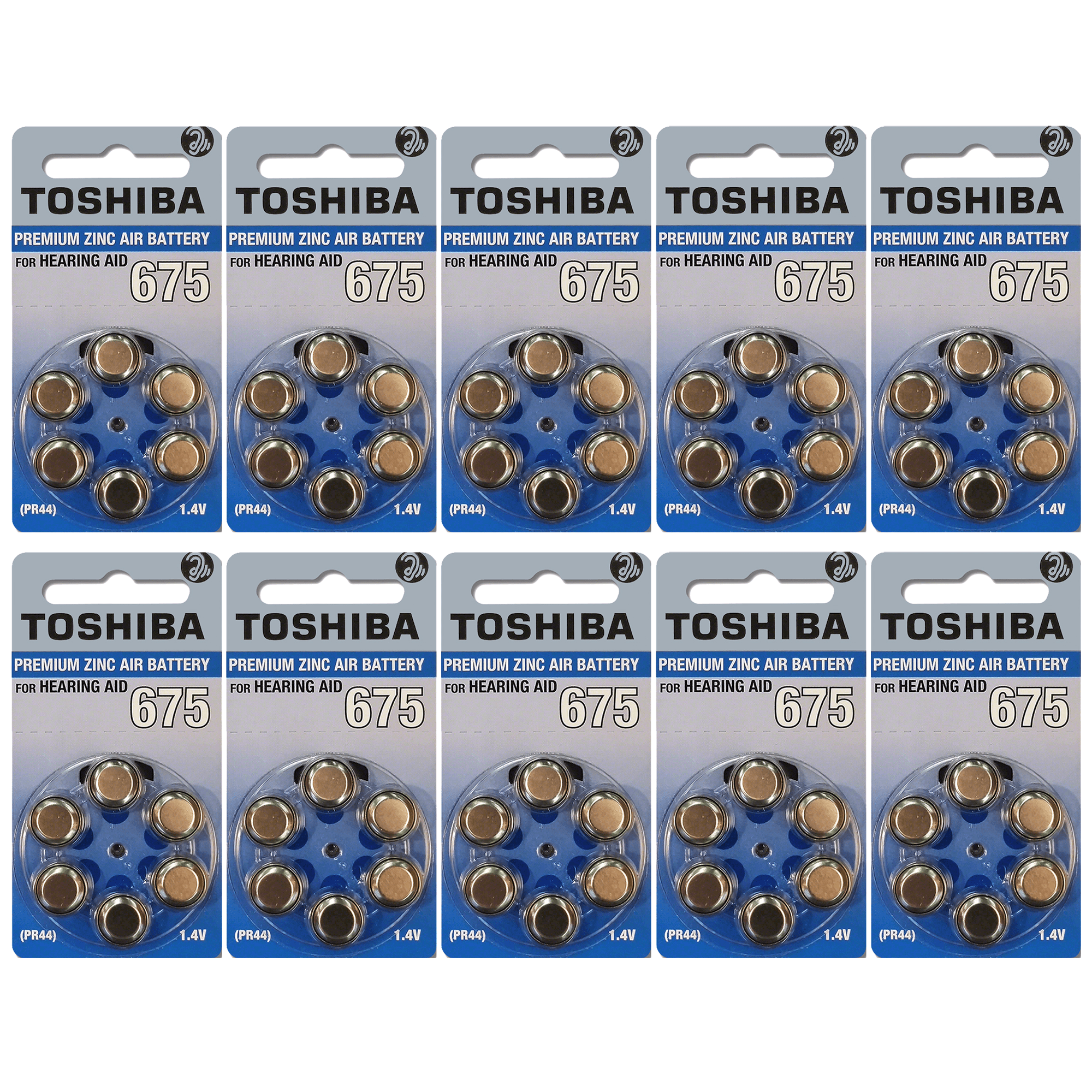 Toshiba Size 675 Hearing Aid Batteries PR44, Made in Japan, Long Shelf ...