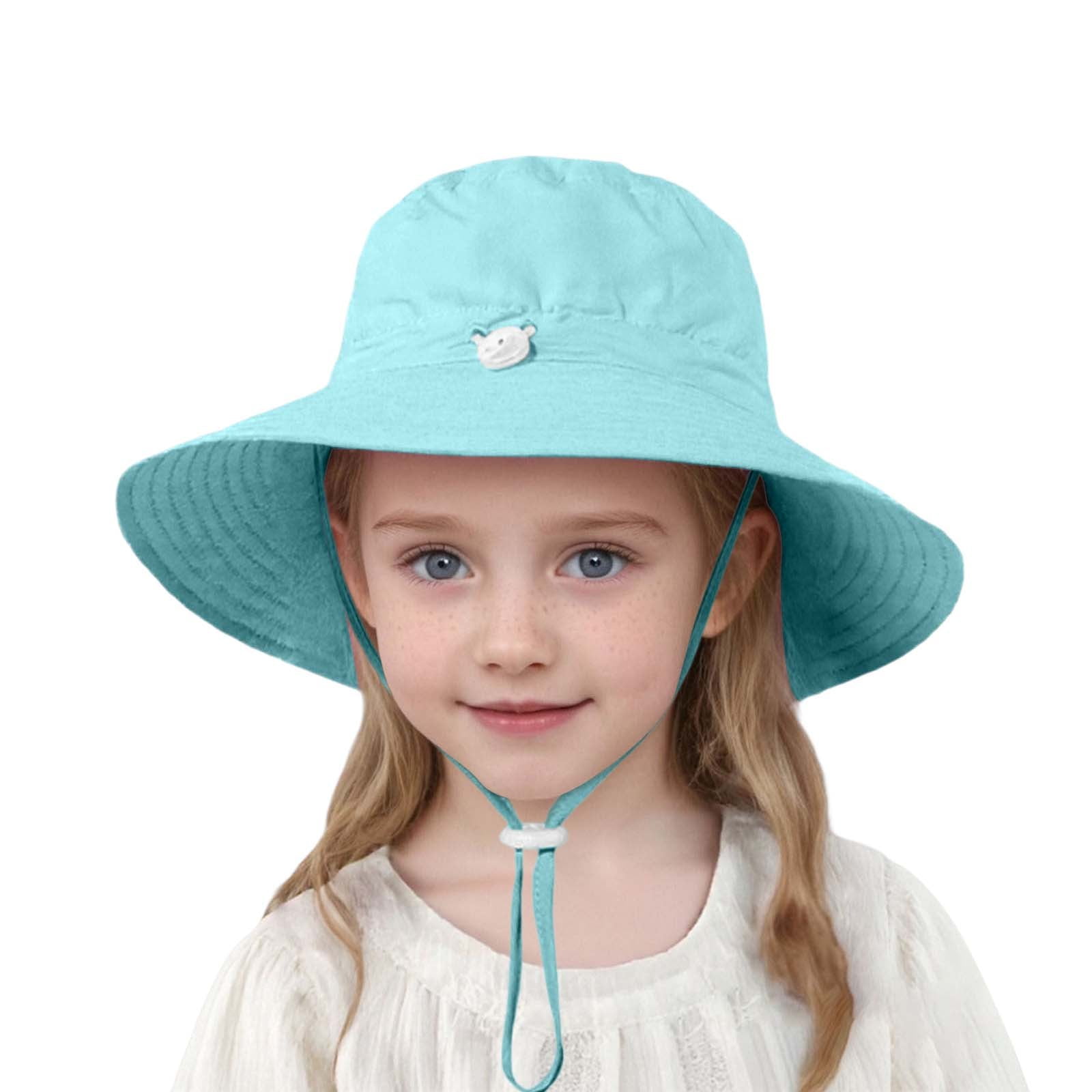 Tosmy Girls Sun Hat For Kids Toddler Wide Brim Bucket Hat Upf 50+ Solid ...