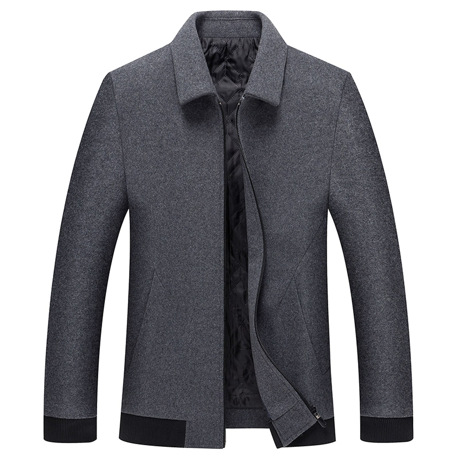 Tosmy Jackets For Men Male Autumn Winter Jacket Woolen Coat Solid Color ...