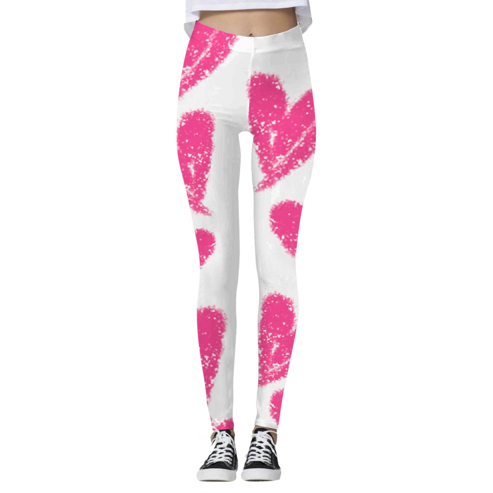 Tosmy Leggings For Women Women's Valentine's Day Casual Print Love Yoga ...