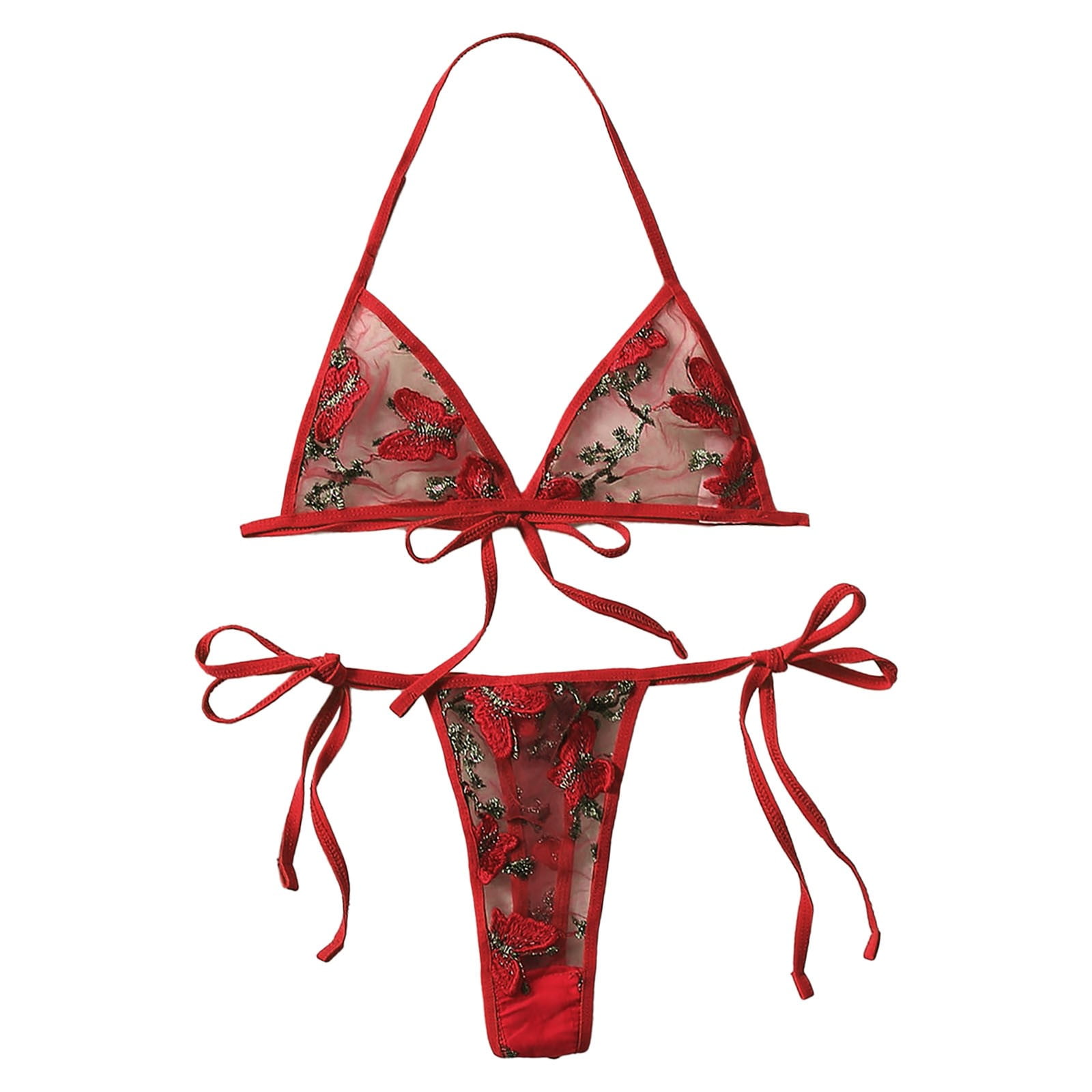 Tosmy Lingerie For Women Sexy For Ladies Embroidered Mesh Sheer Non ...