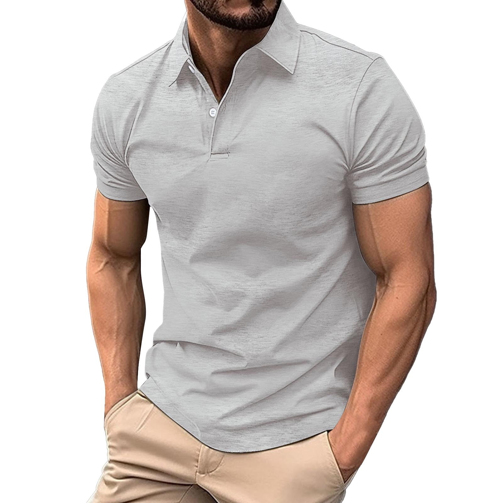 Tosmy Men's Polo Shirt Male Spring Summer Casual Button Down Solid ...