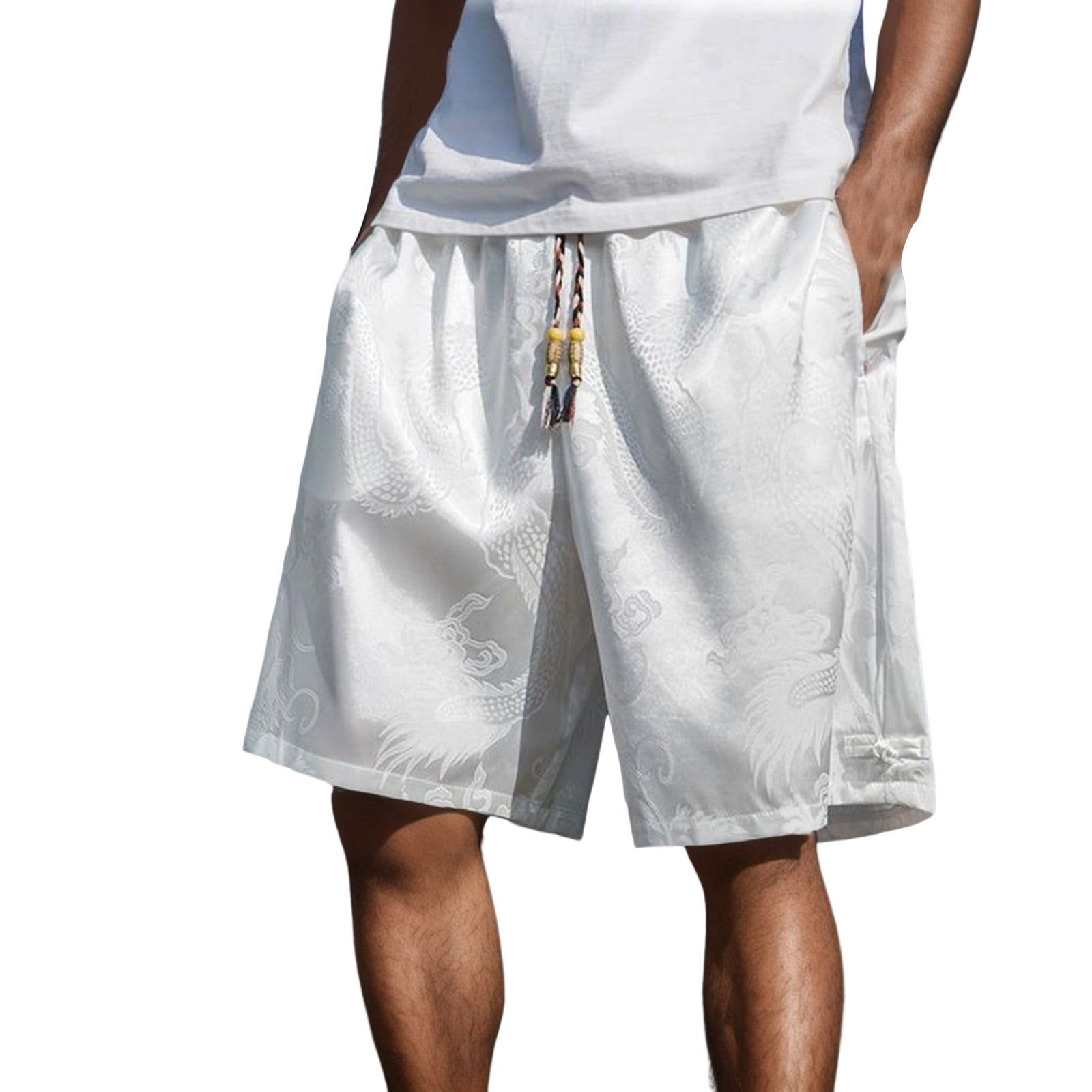 Tosmy Pants For Men Mens Summer Clothes New Ice Silk Dark Flower Pants