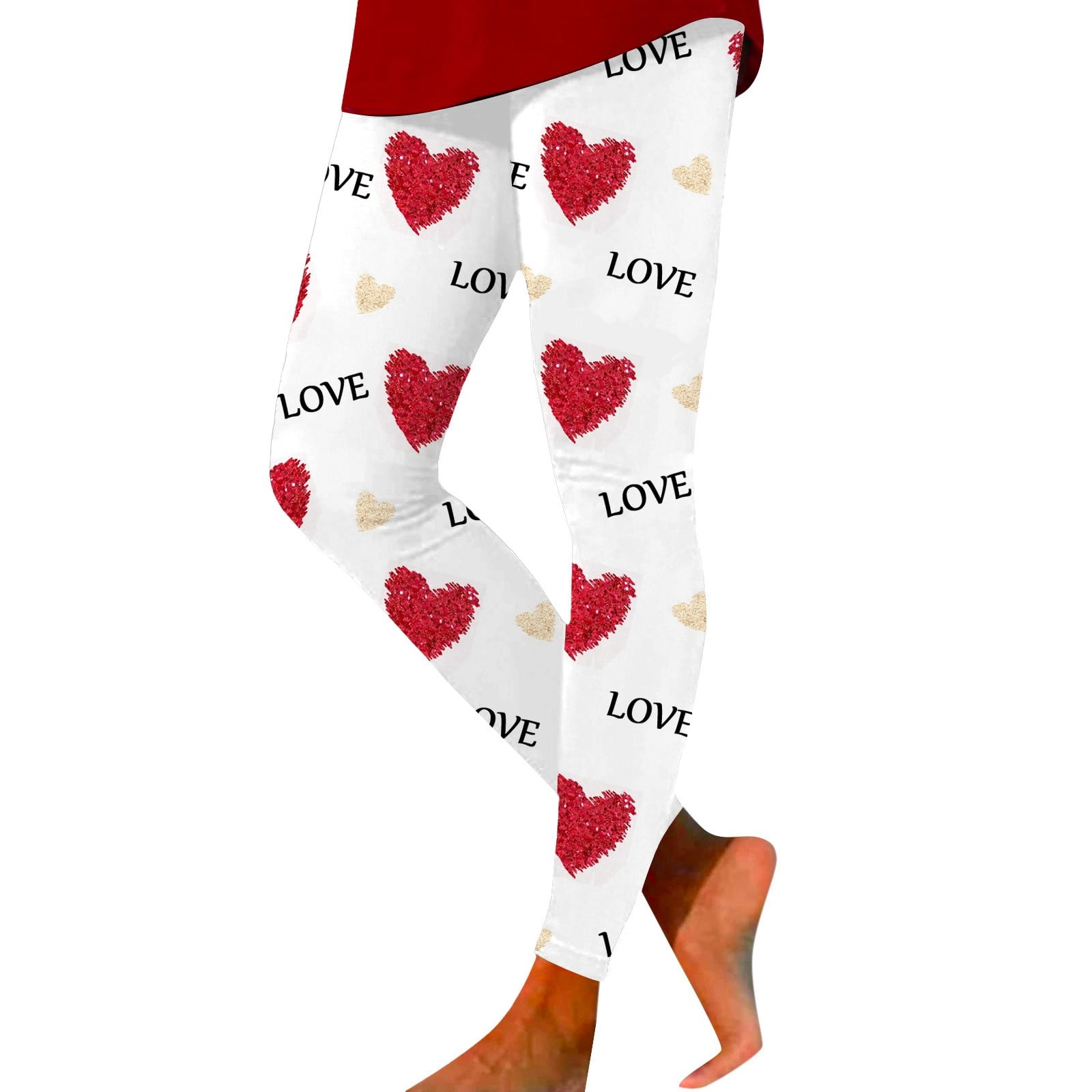 Tosmy Women's Leggings Womens Valentine's Day Casual Print Love Yoga ...
