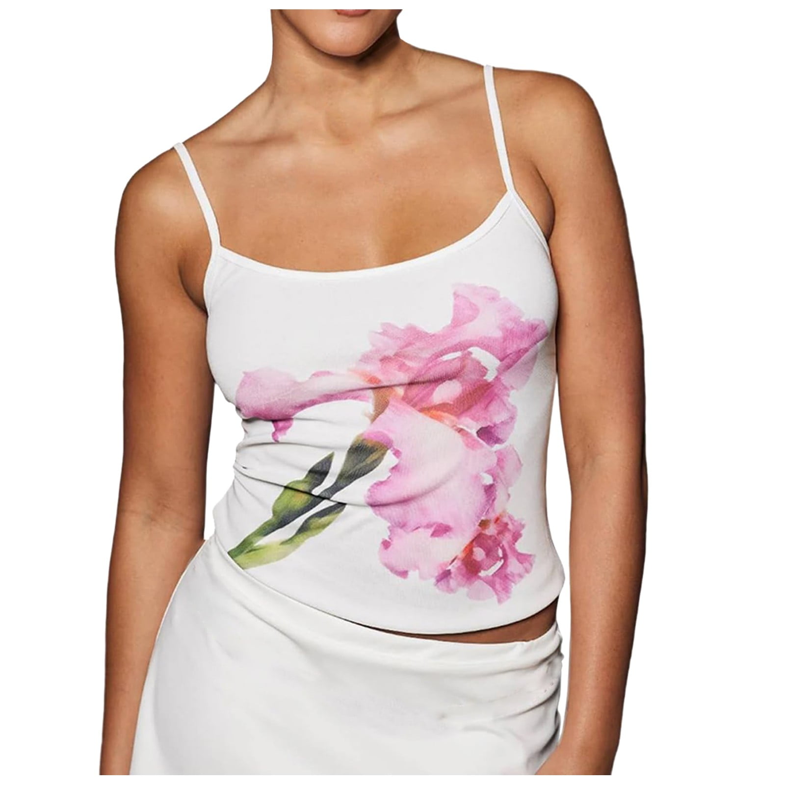 Tosmy Womens Tank Tops Ladies Camisole Tops Skinny Scoop Neck Floral ...