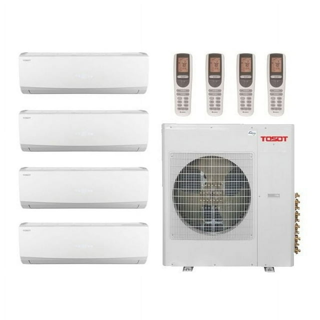 Tosot Multi-Zone 39000 BTU (21 SEER DOE) 4-Zone Ductless Mini Split Heat Pump System, White ...