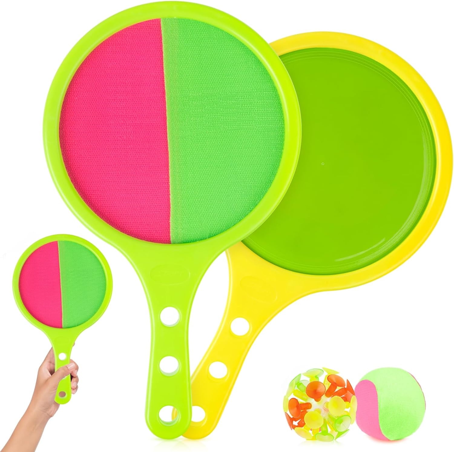 Toss Ball and Catch Set with 2 Paddles 2 Balls,Happon Toss Paddle Catch ...