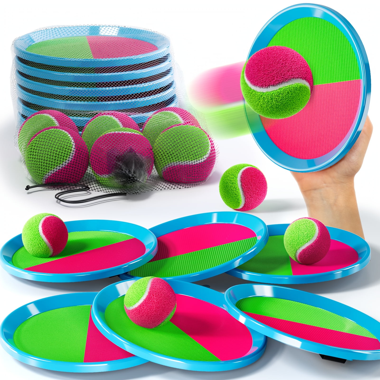 Toss and Catch Ball Game with Elastic Net - Non-Toxic Soft Balls, for ...