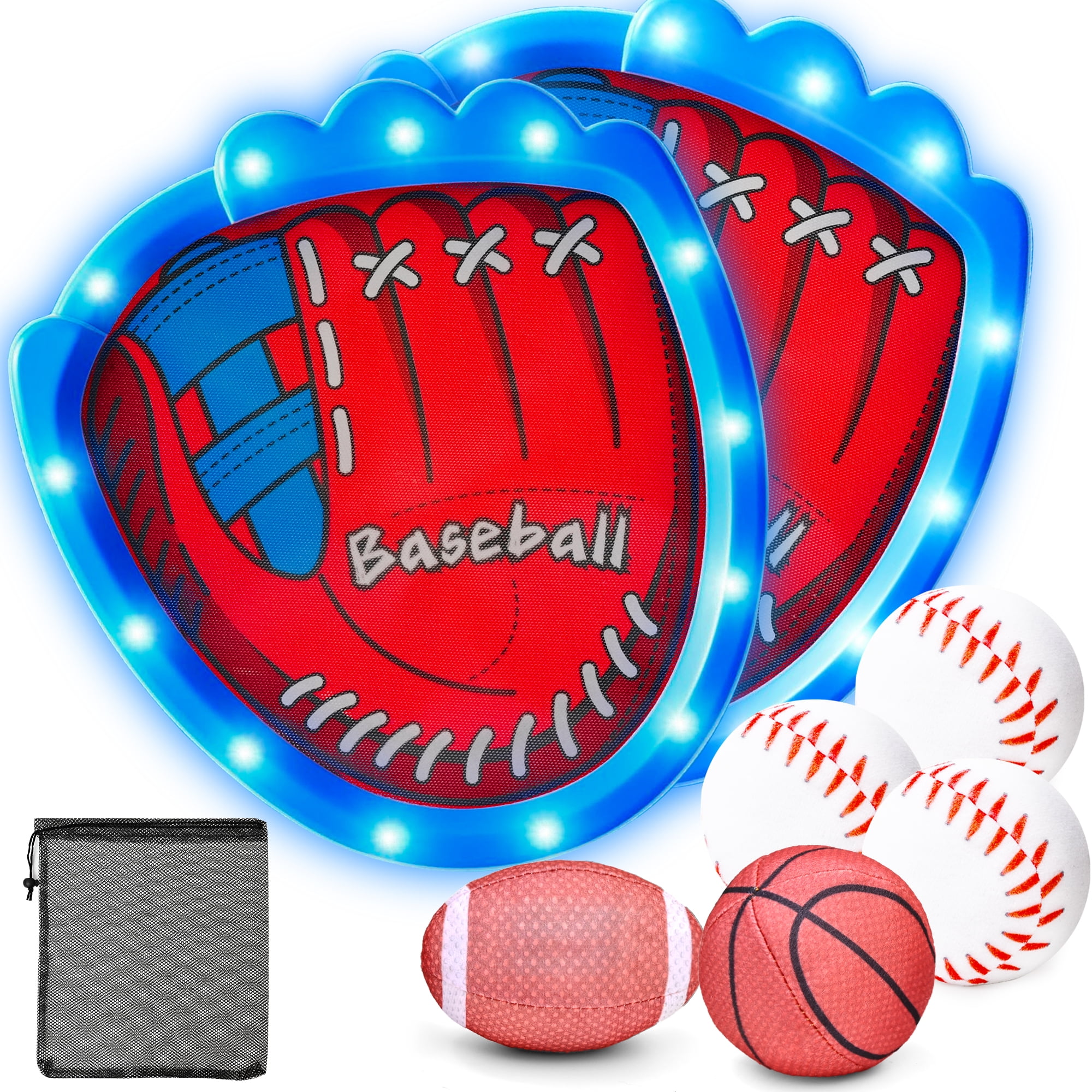 KOIJUMP Toss and Catch Velcro Ball Set with LED Gloves Outdoor Toys for ...