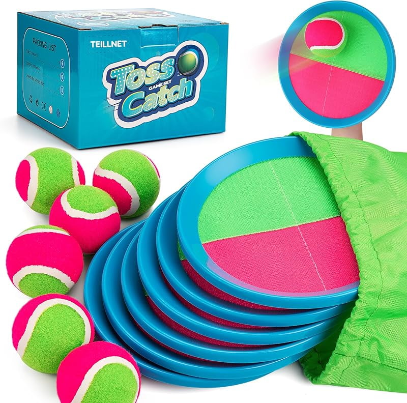 Toss and Catch Ball Set for Toddlers, Kids and Adults - 4 Pack - Kids Toys Outdoor Indoor ...