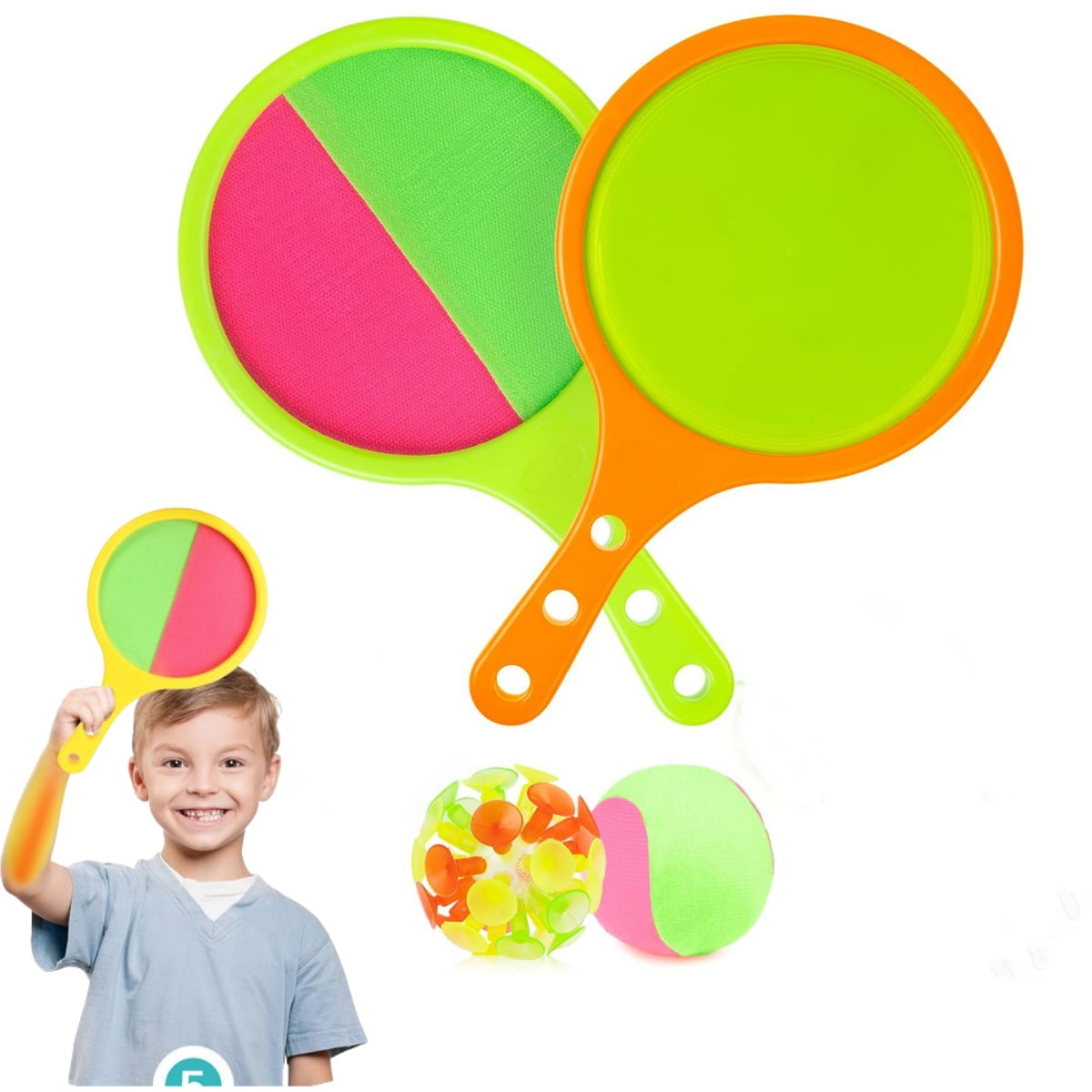 Toss and Catch Game Ball Set Handheld Sticky & Suction Rackets Ball and ...