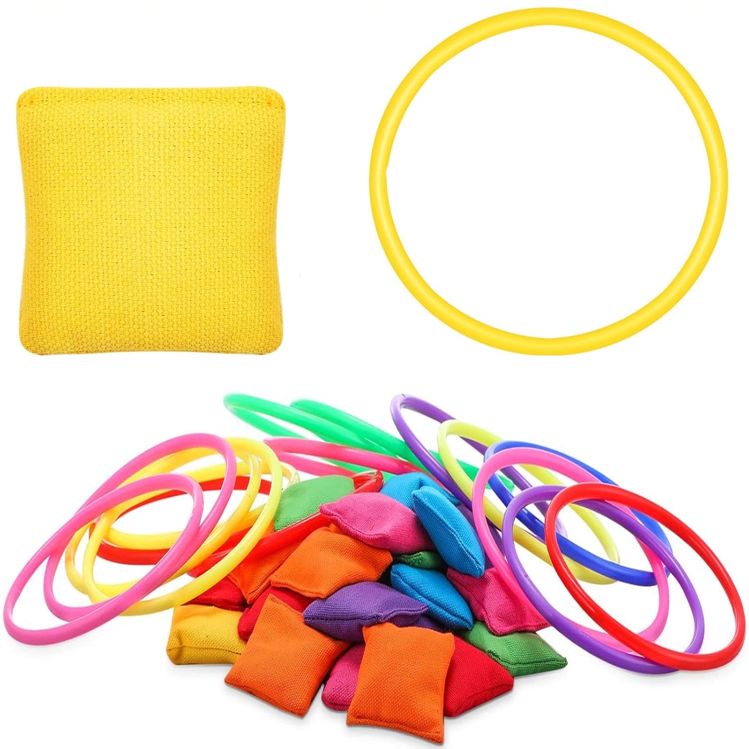 Toss Game Sets,Happon 8 Pcs Nylon Bean Bags & 8 Pcs Plastic Toss Rings ...