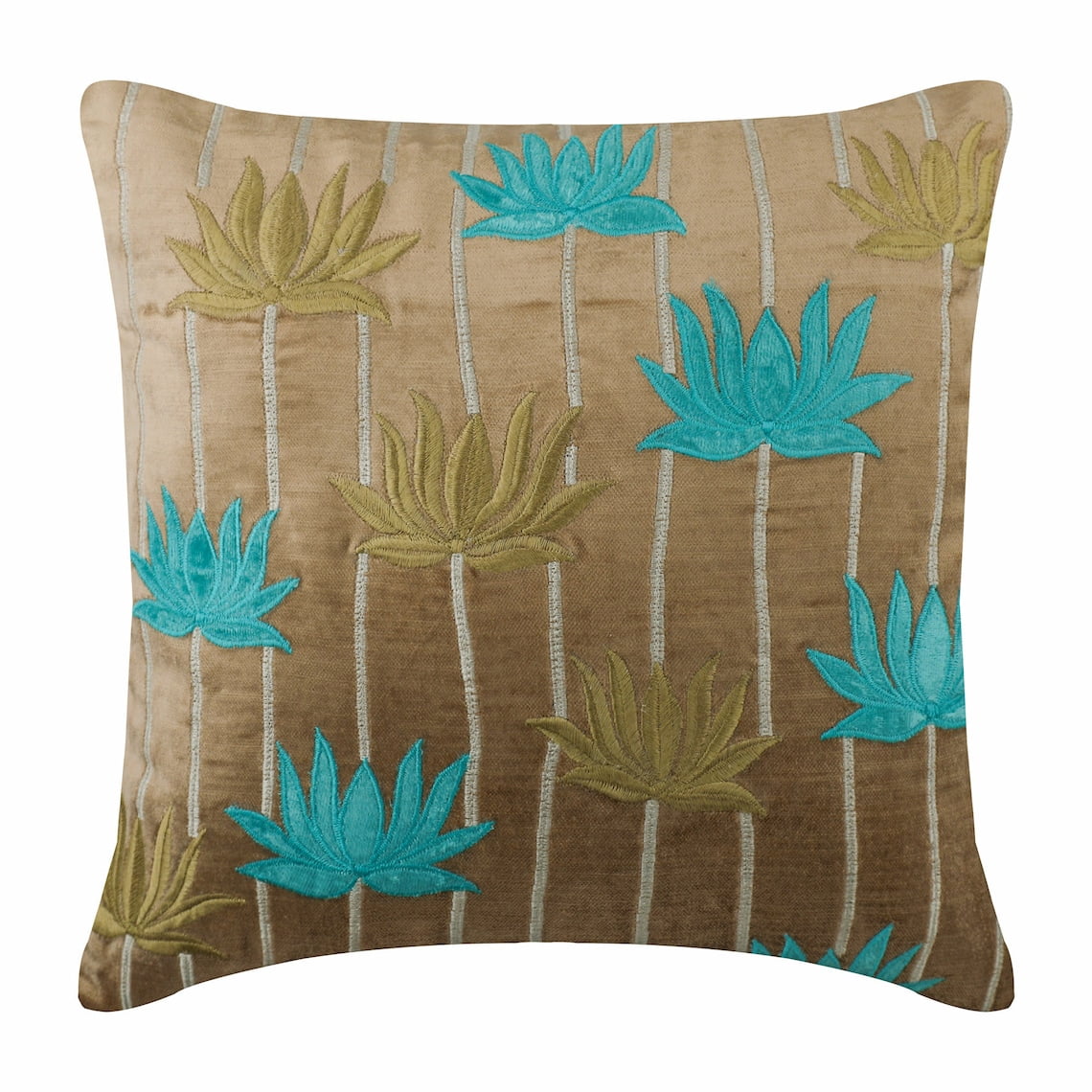 Toss Pillow Covers, Pearl Beige Pillow Shams, Velvet Applique Floral ...