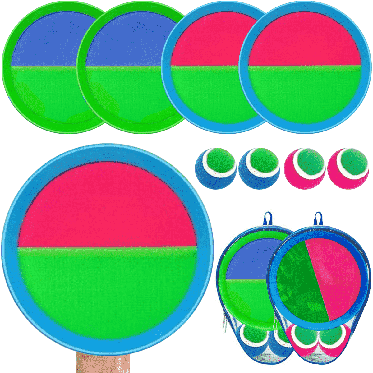 PUCACHI Outdoor Catch and Toss Play Set for Family Kids Adults 4 Balls ...