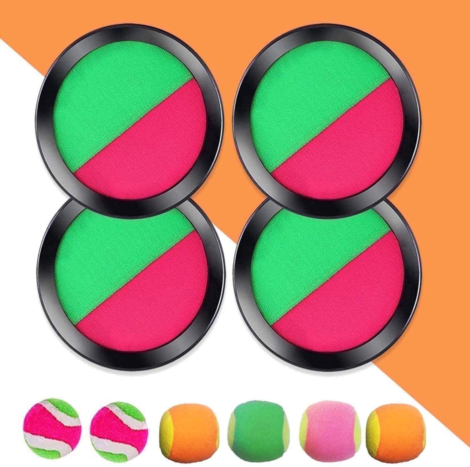 GVDV Toss and Catch Ball Game Set, 4 Paddles, 6 Sticky Balls, Outdoor ...