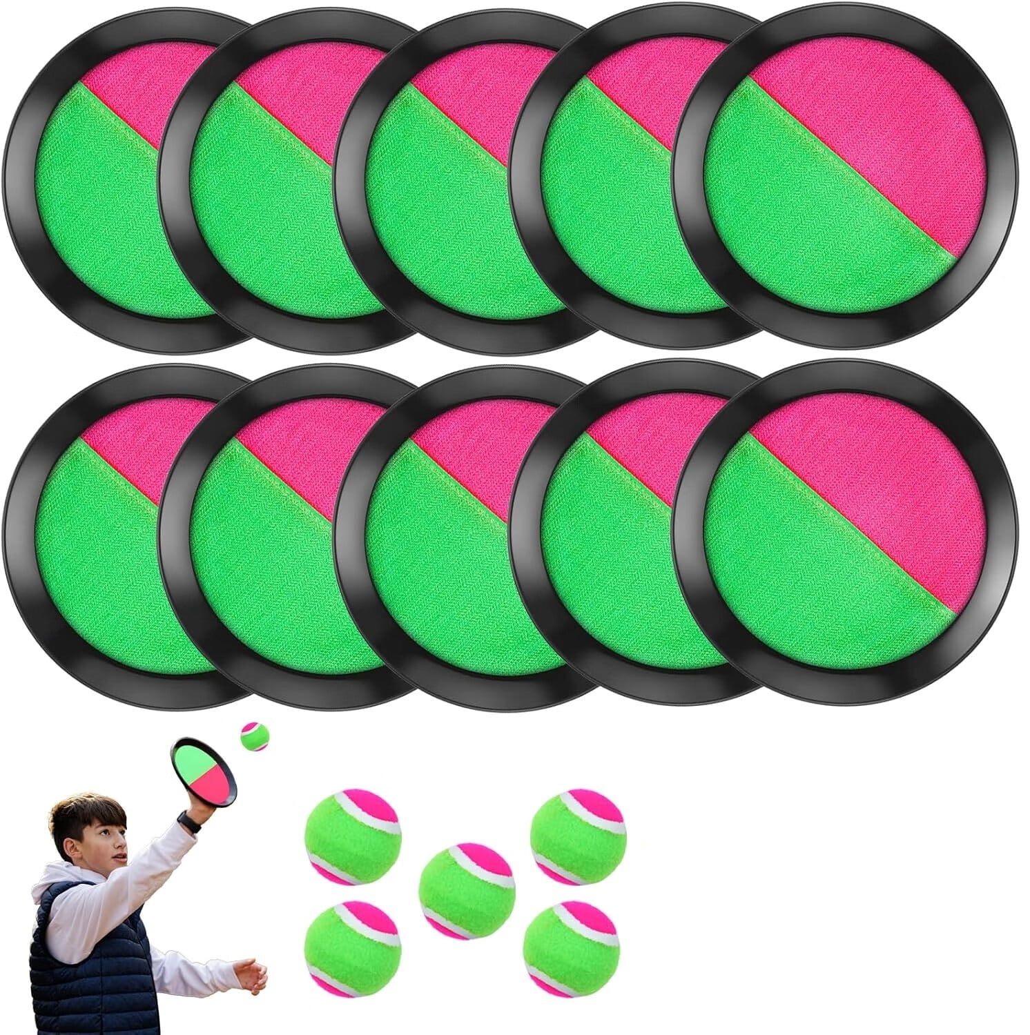 Toss and Catch Game Set,10 Discs & 5 Balls,Toss and Catch Ball Sport ...