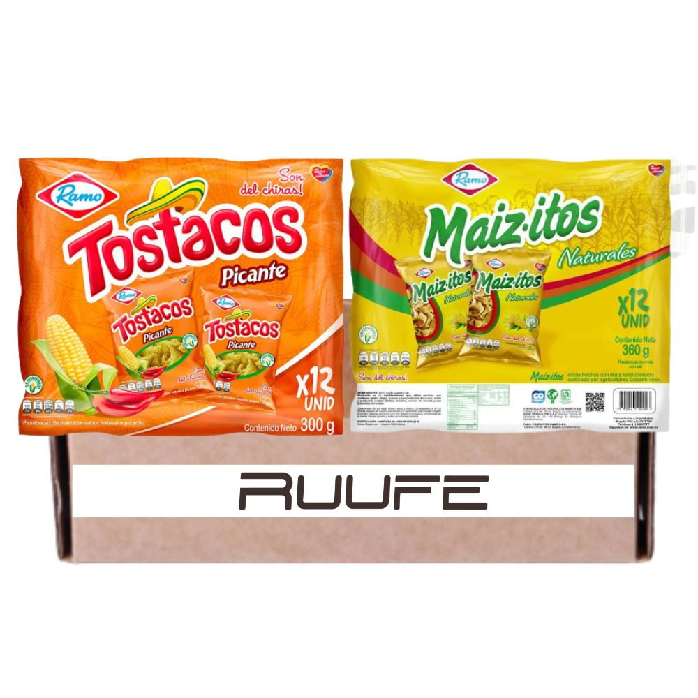 Tostacos Ramo y Maizitos (24 pack) Tortilla spicy chips Colombian Snack ...