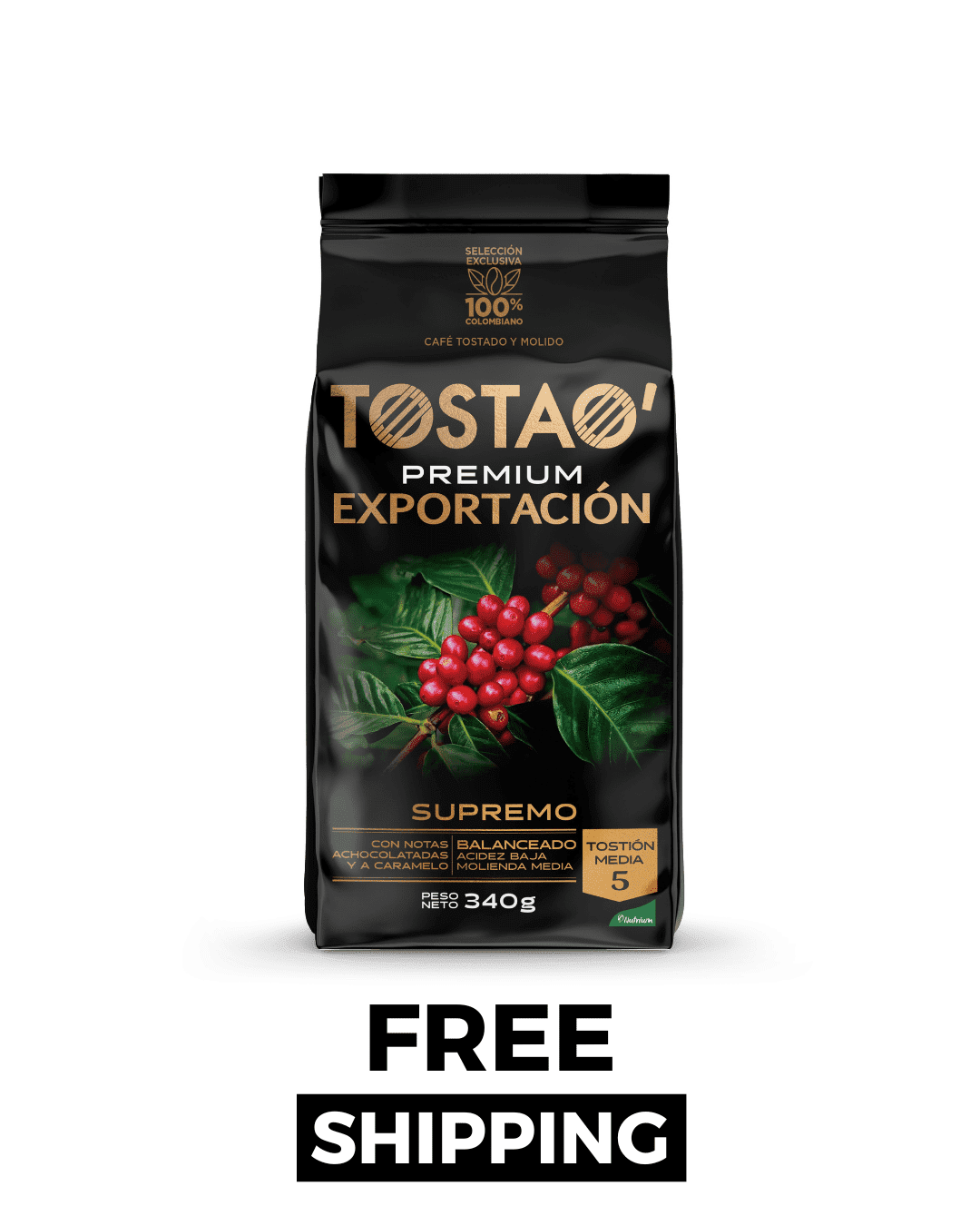 Tostao' Supremo Medium Roast Ground, 12oz, 100% Colombian Arabica ...