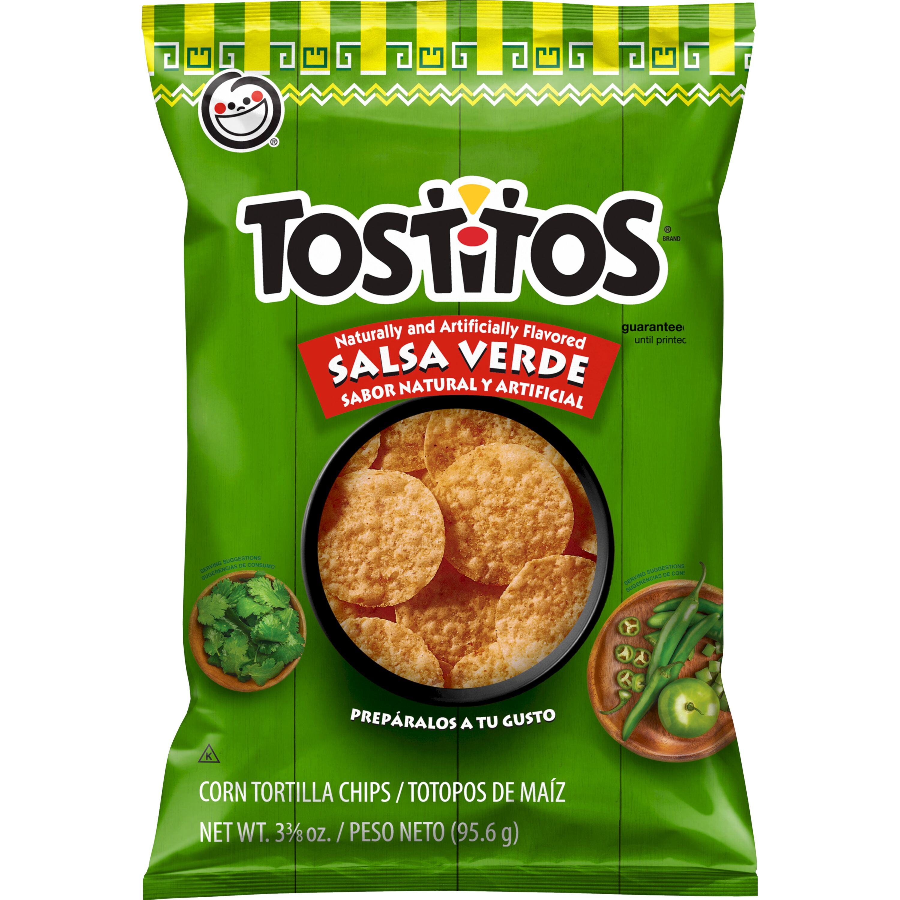 Tostitos Corn Tortilla Chips Salsa Verde Flavored, 3.375 oz. Bag ...