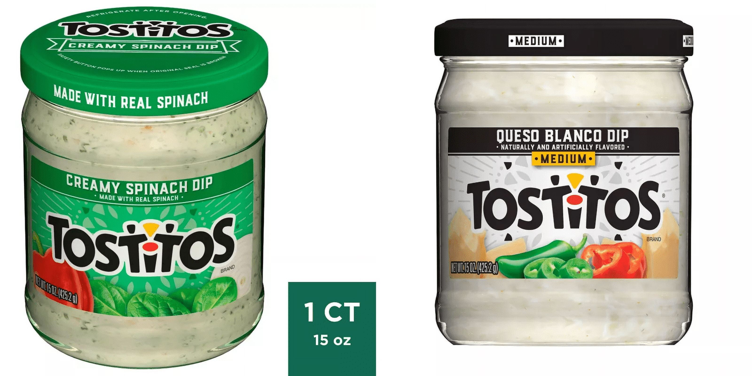 Tostitos Creamy Spinach Dip - 15oz - Tostitos Queso Blanco Dip - 15oz ...